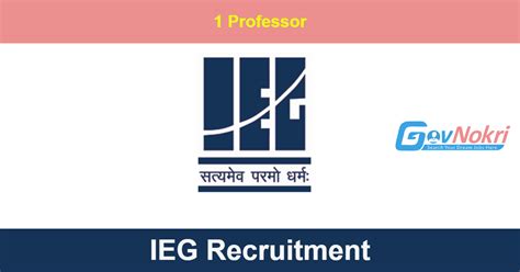 Ieg Hiring Notification 2022 For 1 Post Of Professor