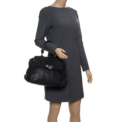 Salvatore Ferragamo Black Leather Medium Sofia Satchel For Sale At 1stdibs