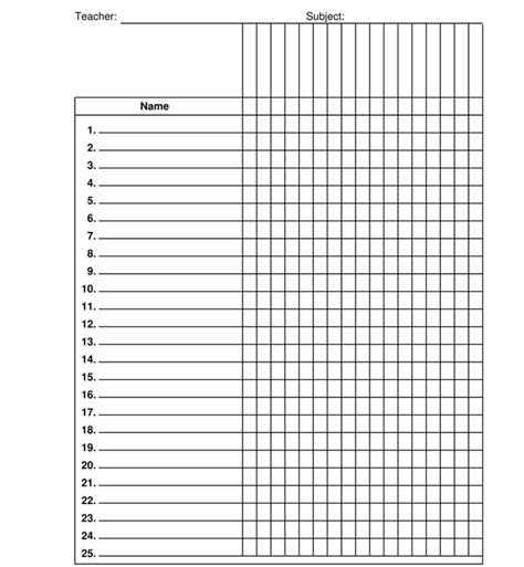 Class List Template For Work Doc Excel List Templates