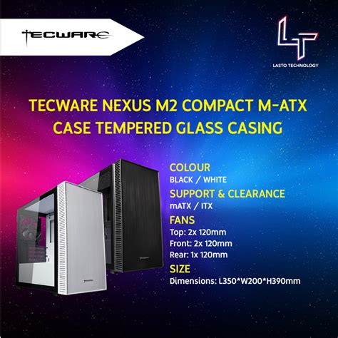 Tecware Nexus M2 M ATX Case Black White Tempered Glass Casing Shopee Malaysia