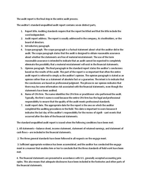 The Audit Report Is The Final Step In The Entire Audit Process Download Free Pdf Auditors