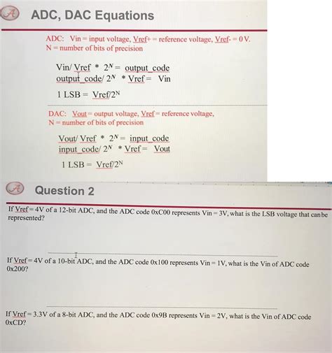 solved a adc dac equations adc vin input voltage