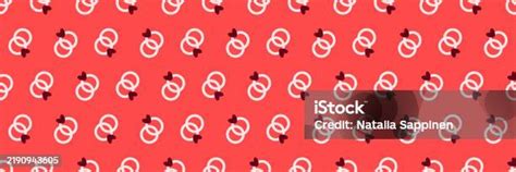 로맨틱 연결된 반지 패턴 와 하트 와 와 코랄 빨강 배경 와 발렌타인 데이 완벽 한 패턴 긴 수평 웹 커버 배너 판매 헤더 바우처 템플릿 결혼식 포장 포장지 0명에 대한