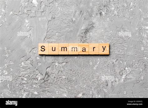 Summary Word Written On Wood Block Summary Text On Table Concept Stock Photo Alamy