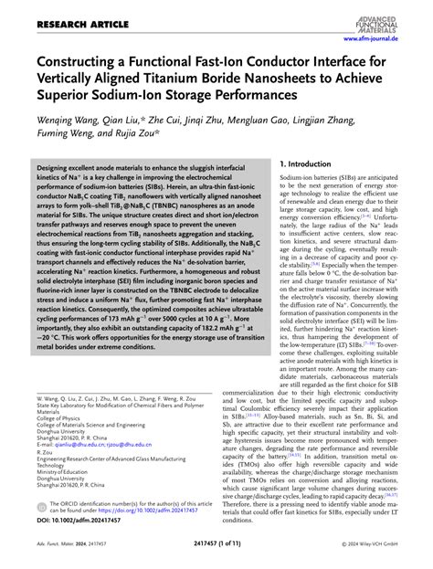 Constructing A Functional Fast‐ion Conductor Interface For Vertically Aligned Titanium Boride