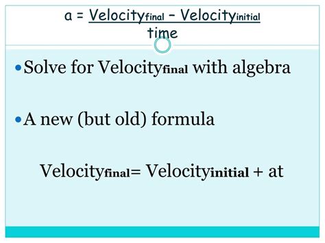 PPT A Velocity Final Velocity Initial Time PowerPoint Presentation ID 6445222
