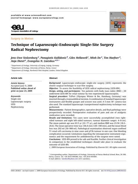 Pdf Technique Of Laparoscopic Endoscopic Single Site Surgery Radical
