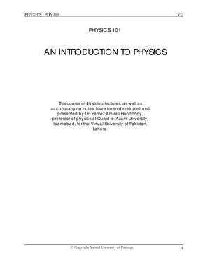 PHY Lecture PDF Notes An Introduction To Physics Studocu