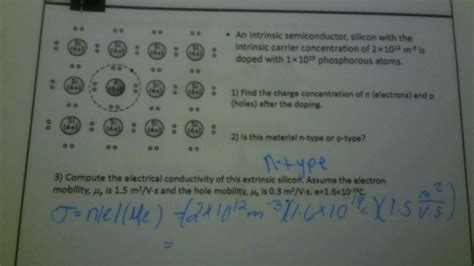 Solved An Intrinsic Semiconductor Silicon With The