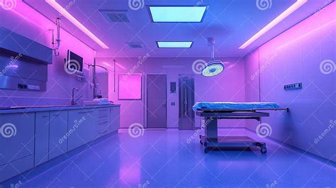 Modern Operating Room Purple Lighting Surgery Prep Medical Equipment