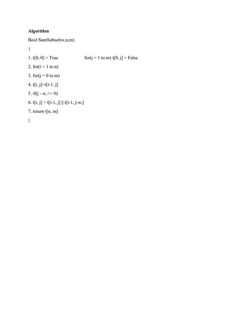 Sum Of Subset Problem Pdf