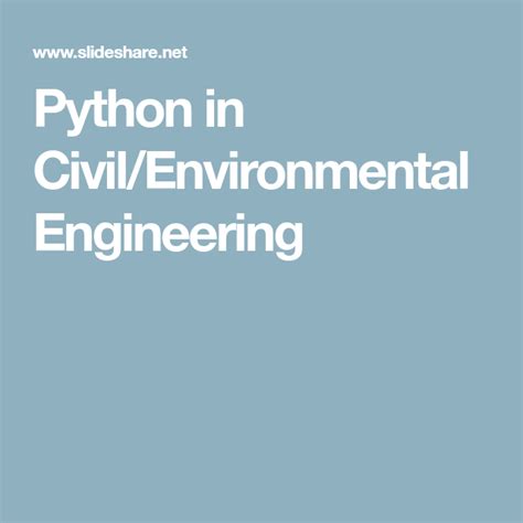 Python In Civil Environmental Engineering