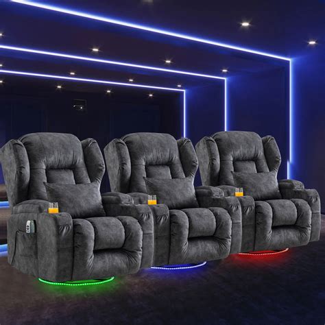 Ivy Bronx 315 Wide Velvet Heated Massage Home Theatre Individual Seat