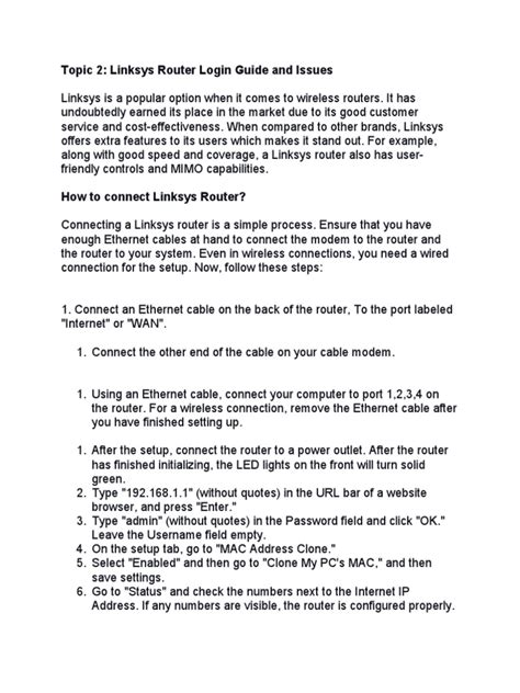 Linksys Router Login Guide And Issues Pdf Ip Address Router