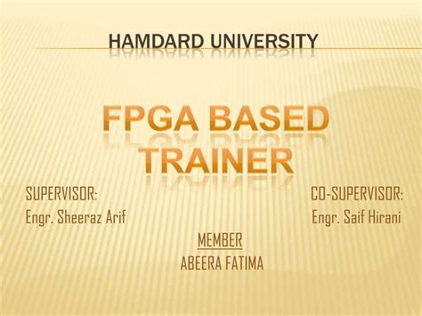 Final Presentation On Fpga Based Trainer Ppt