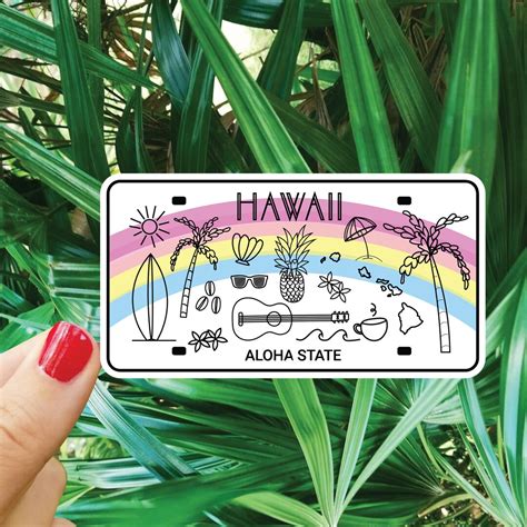 Hawaii State License Plate Stickers Etsy