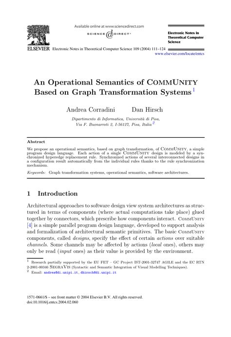 Pdf An Operational Semantics Of Community Based On Graph