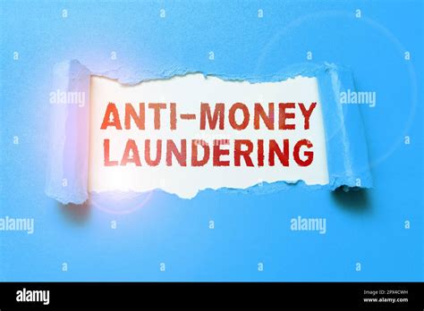 hand writing sign anti money laundering internet concept stop