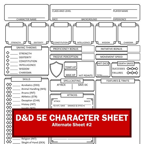 5th Edition Printable Dungeons And Dragons Character Sheet Download