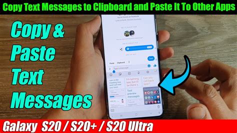 Galaxy S20/S20+: How to Copy Text Messages to Clipboard and Paste It To Other Apps - YouTube
