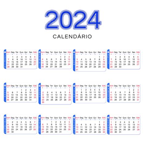 Calendario 2024 Para Imprimir Com Feriados