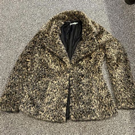 Genuine Y2k Faux Fur Jacket Coat In Leopard Depop