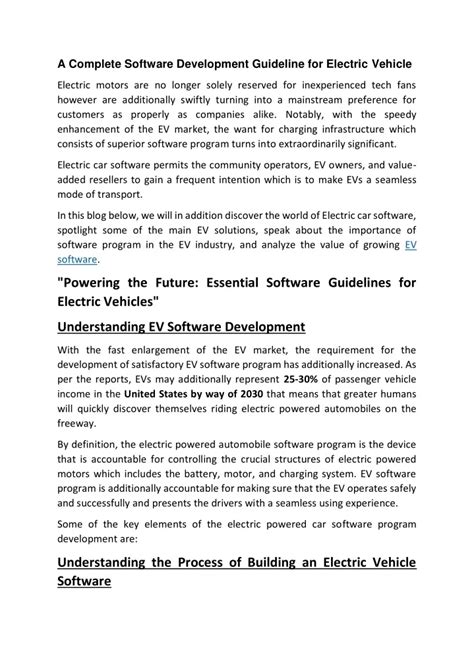 Ppt A Complete Software Development Guidelines For Electric Vehicle