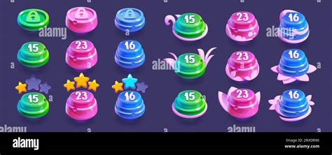 Candy Game Ui Level Indicator To Select Star Icon Cartoon Design