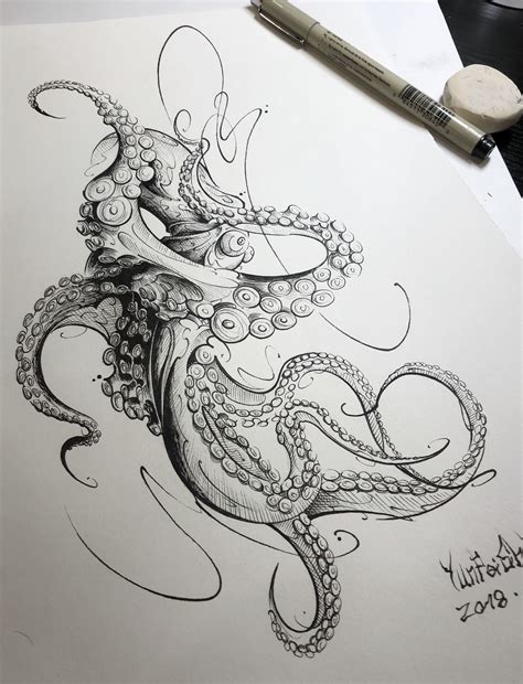 Octopus Drawing Tattoo