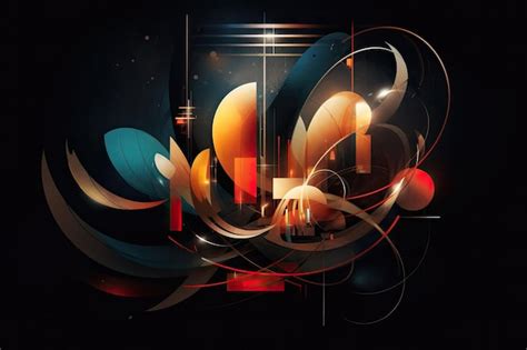 Premium Ai Image Symphony Of Abstract Shapes And Lines On A Dark Background Creating A