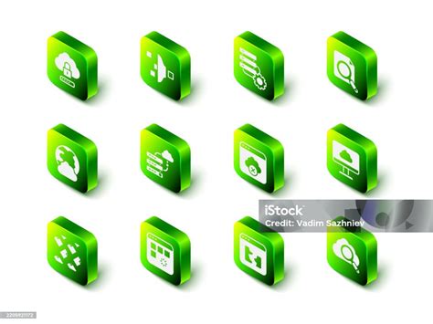 필터 설정 서버 및 기어 폴더 검색 개념 클라우드 기술 데이터 전송 클라우드 컴퓨팅 액세스 실패 저장소 깨진 파일 및 로딩 창 아이콘을 설정합니다 벡터 3차원 형태에 대한