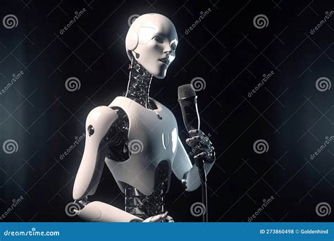 Ai Humanoid Robot With The Microphone On A Stage Generative Ai Stock