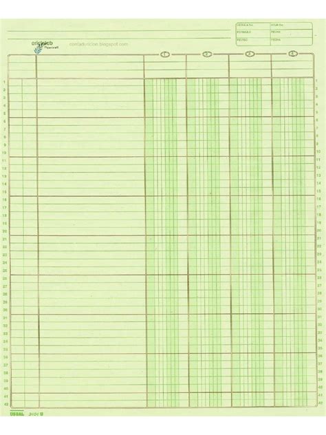 Hoja Tabular De 4 Columnas Pdf