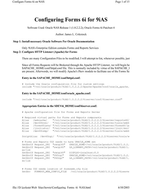 Fillable Online Configuring Forms 6i For 9ias Oracle Faq Fax Email