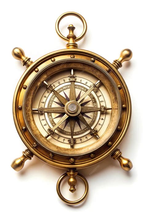 A Brass Ornamental Ship S Compass High Key Premium Ai Generated Image