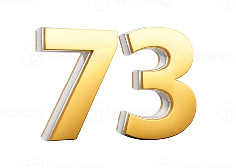 3d Golden Shiny Number 73 Seventy Three With Silver Outline 3d