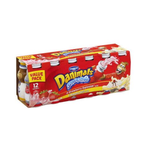 Danimals Strawberry Explosion Flavor And Banana Split Flavor Smoothies