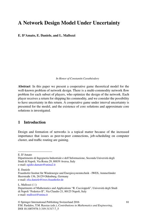PDF A Network Design Model Under Uncertainty