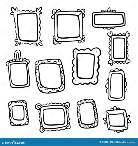 Set Of Hand Drawn Doodle Frames Squares Vector Borders Design Elements Stock Vector