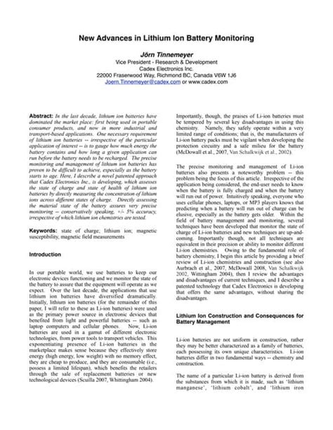 new advances in lithium ion battery fuel gauging final pdf
