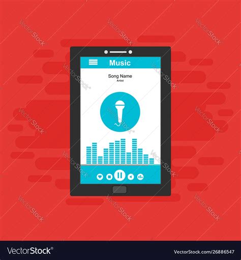 media player application app template with flat vector image