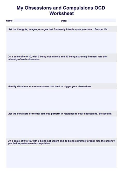 Ocd Chart And Example Free Pdf Download