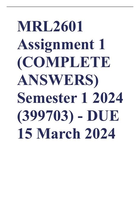 Mrl2601 Assignment 1 Complete Answers Semester 1 2024 399703 Due