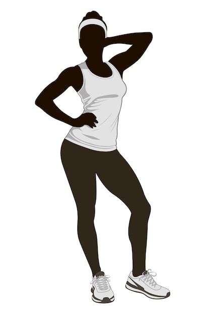Silhouette Athletische Frau Schwarz Weiß Sport Fitness Menschen