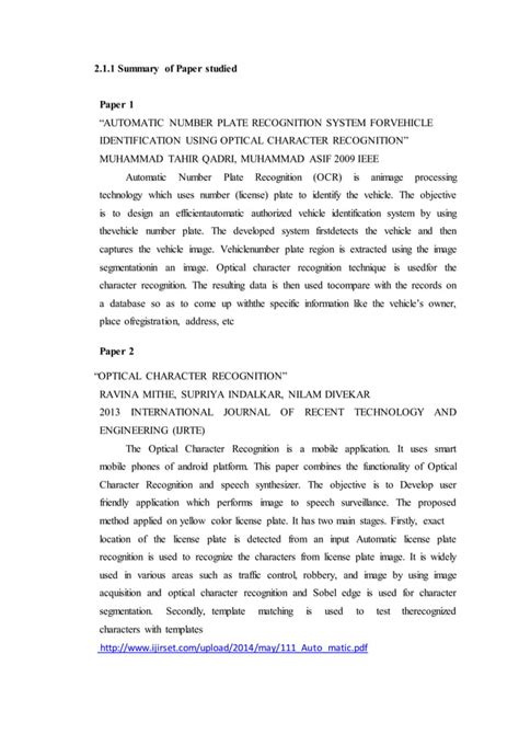 Matlab Based Vehicle Number Plate Identification System Using Ocr Docx