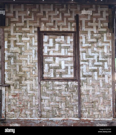 Thatched Wall With Woven Natural Dried Grass Leaves Background