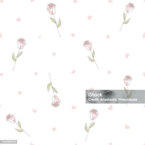 손으로 그린 장미 꽃 연속 한 라인 아트와 매끄러운 패턴 미니멀리스트 윤곽 그리기 모노라인 파스텔 로즈 매끄러운 패턴 꽃 나무에 대한 스톡 벡터 아트 및 기타 이미지