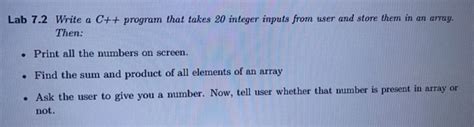 solved lab 7 2 write a c program that takes 20 integer
