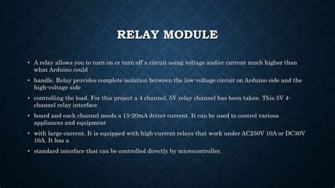 Wireless Home Appliance Control Using Arduino And Bluetooth Module Pptx
