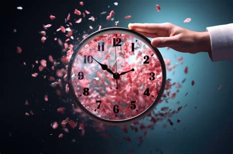 Hand Holding Broken Analog Clock With Dispersion Effect Premium Ai